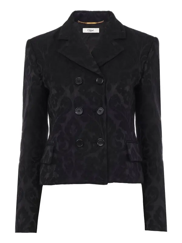 Chloé Double-breasted Fitted Jacquard Jacket - Black