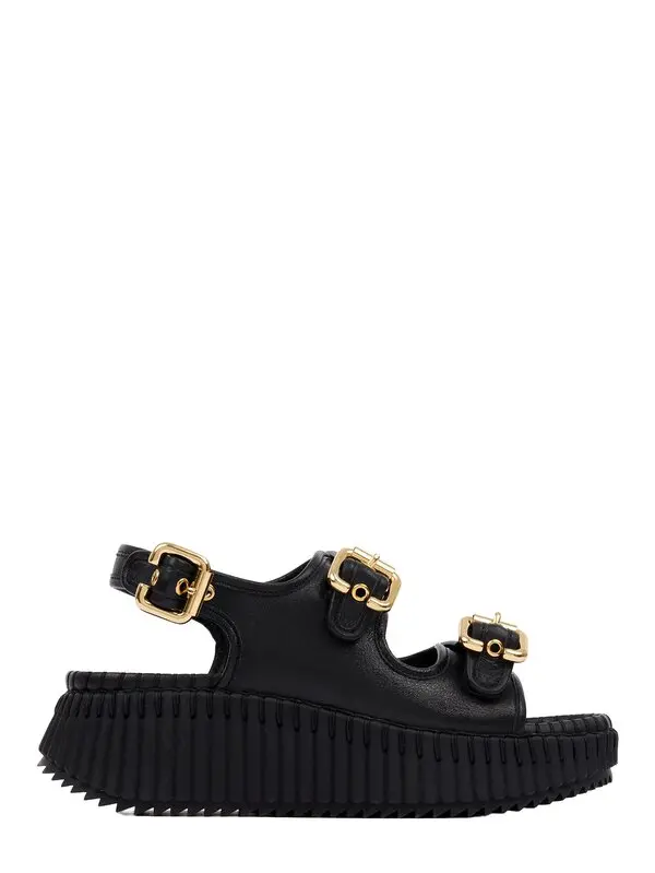 Chloé Nama Wedge Sandals - Black