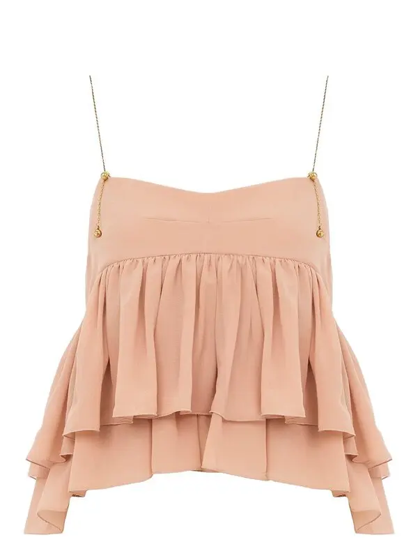 Chloé Sleeveless Ruffle Top - Biscuit Pink