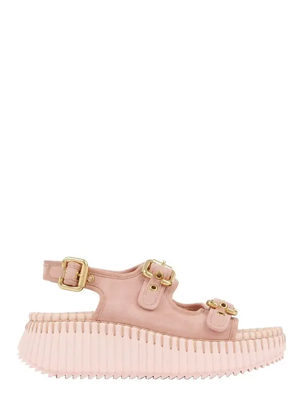 Chloé Nama Wedge Sandals - Maple Pink