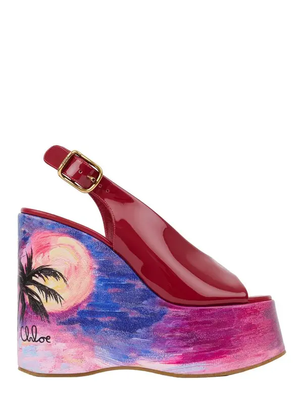 Chloé Maxime Wedge Sandal - Raspberry Sorbet