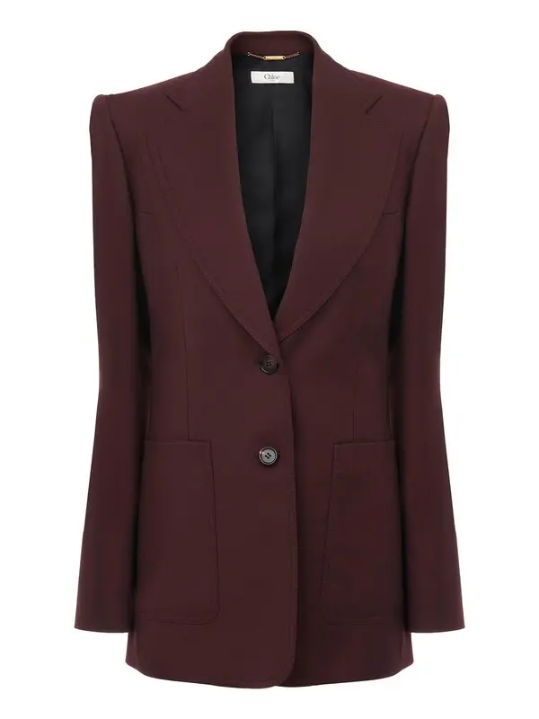 Chloé Tailored Wool Gabardine Jacket - Deep Purple