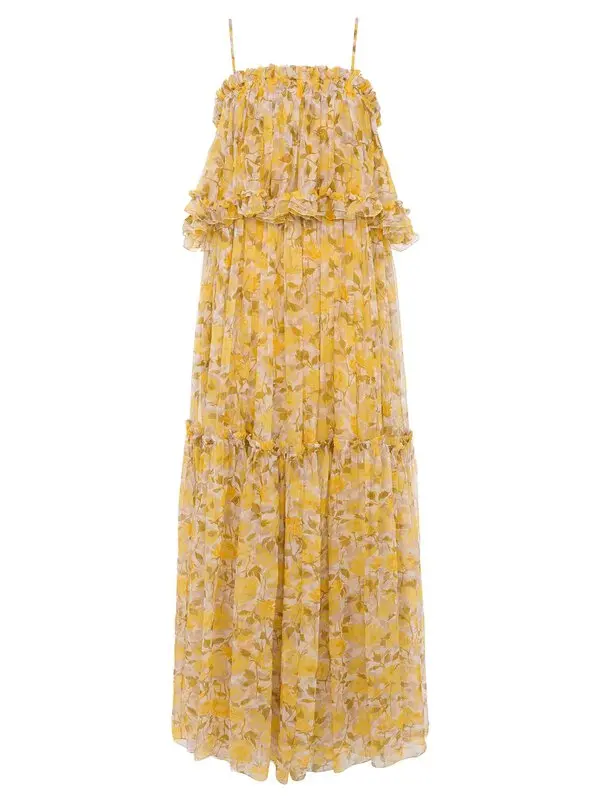 Chloé Thin-strap Long Dress - White - Yellow