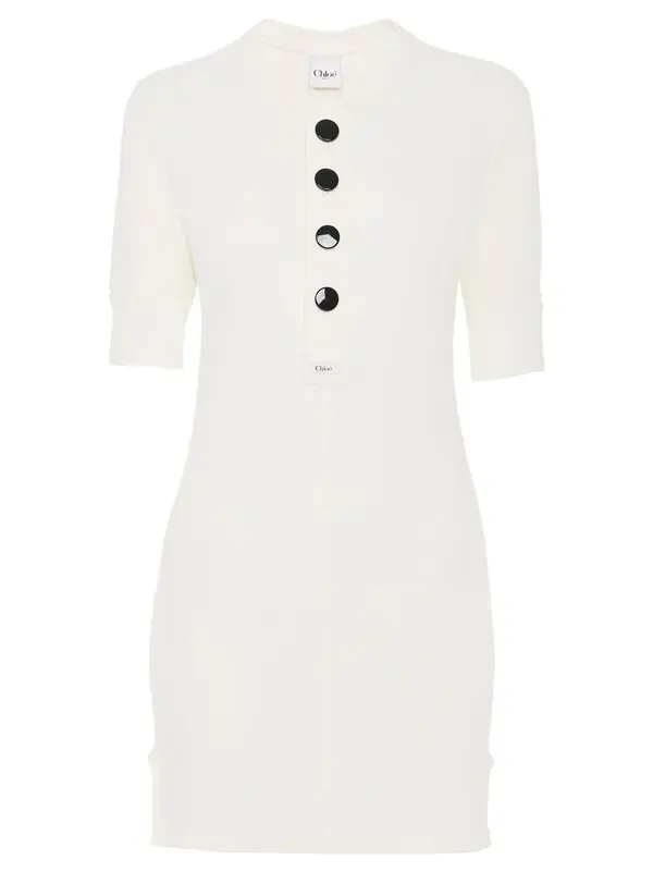 Chloé Fitted Henley Mini Dress - Iconic Milk