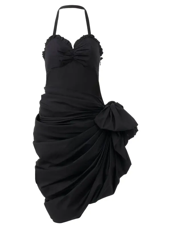 Chloé Wrapped Halterneck Poplin Dress - Black
