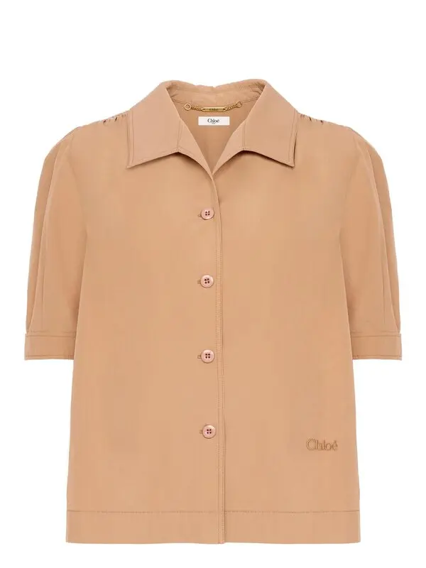 Chloé Short-sleeve Poplin Shirt - Reef Shell