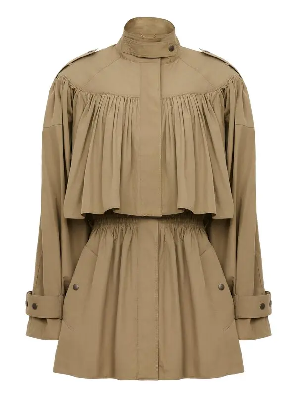 Chloé Short Trench Coat - Amber Olive