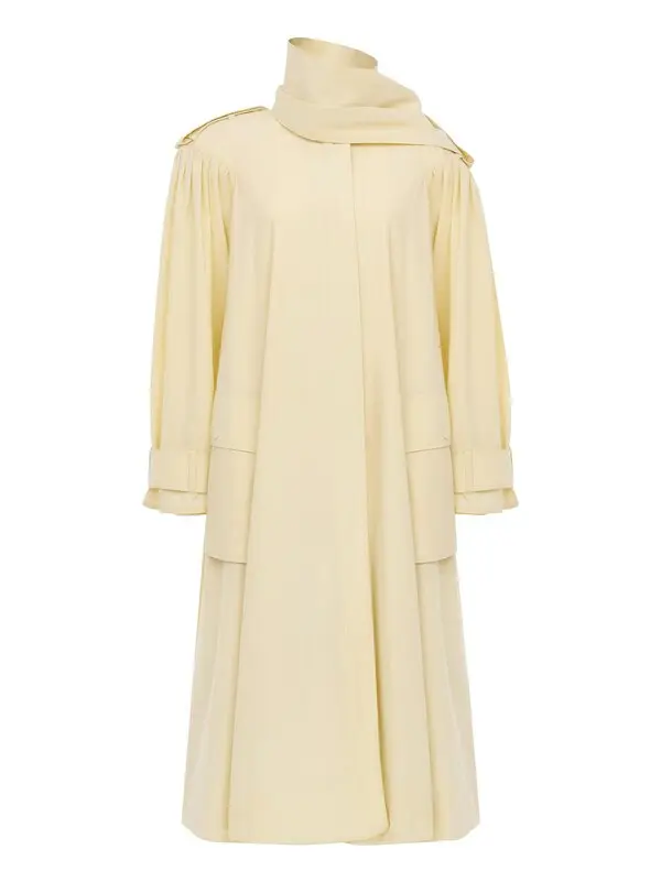 Chloé Scarf Trench Coat In Poplin - Creamy Green