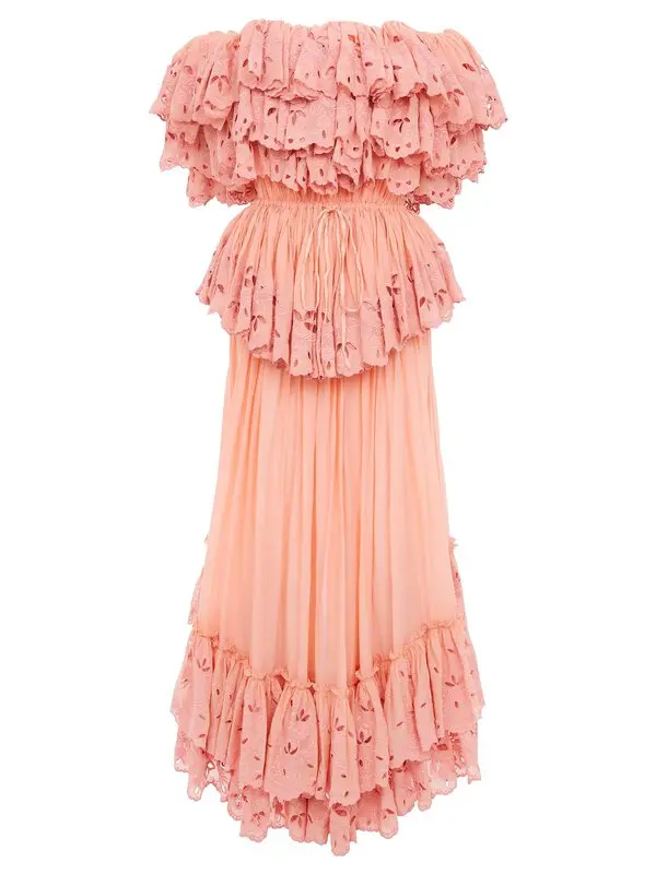 Chloé Voile Long Dress - Papaya Pink
