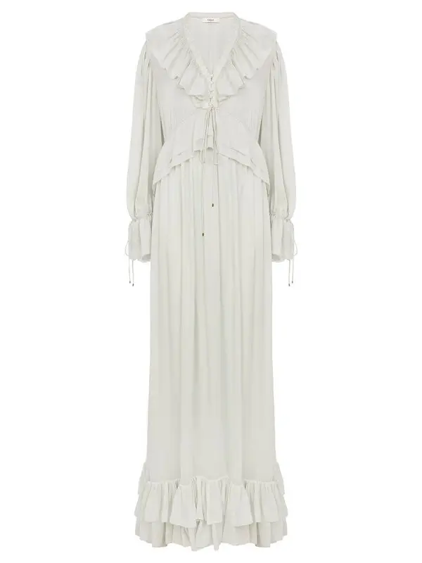 Chloé Gathered Long Dress - Slightly Grey