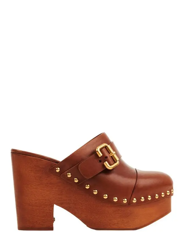 Chloé Jeannette Wedge Clog - Ginger Brown