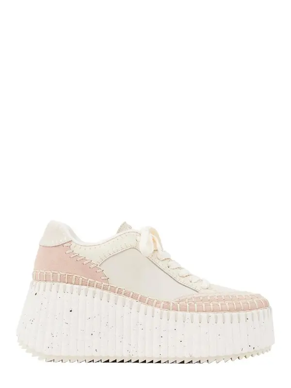 Chloé Nama Wedge Sneakers - Powder Beige
