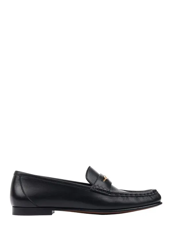 Chloé Calfskin Loafers With Gold-tone Chain - Black