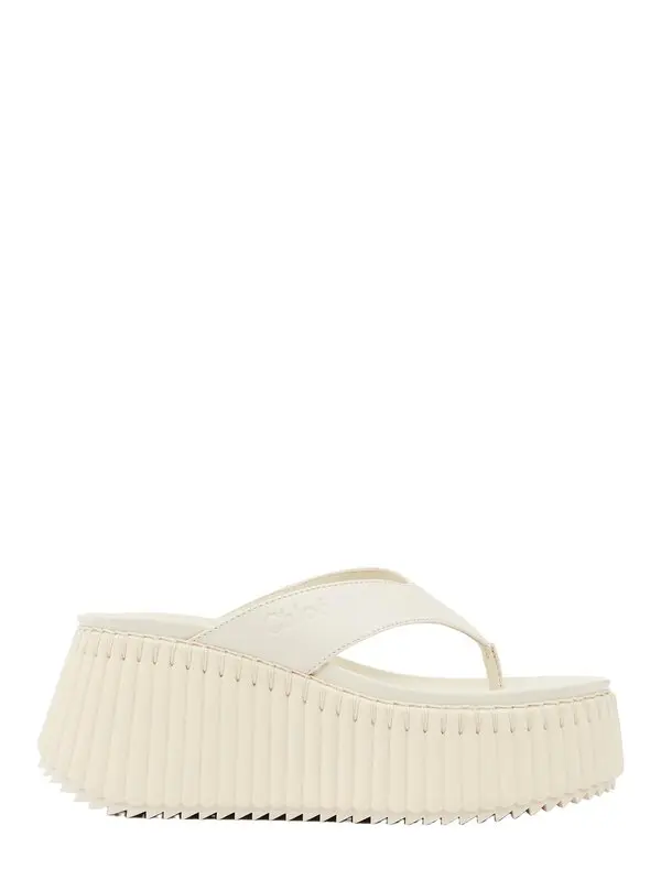 Chloé Nama Wedge Slides - Eggshell