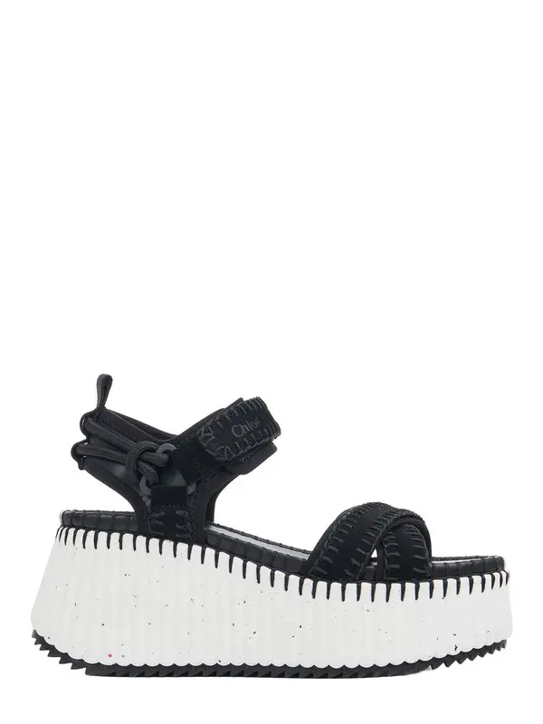 Chloé Nama Wedge Sandals - Black