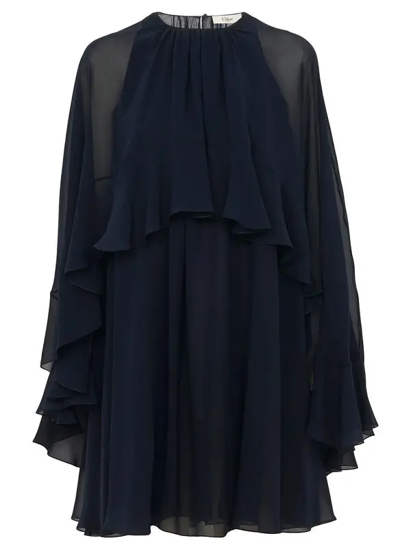 Chloé Mini Cape Dress - Graphite Blue