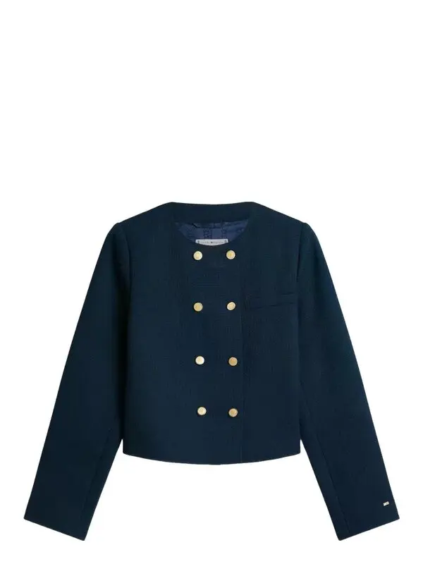 Tommy Hilfiger Round-neck Button Jacket - Blue
