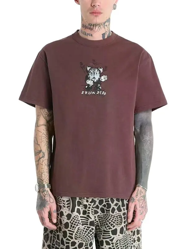 BRAIN DEAD Time Is Nigh Graphic-print T-shirt - Brown