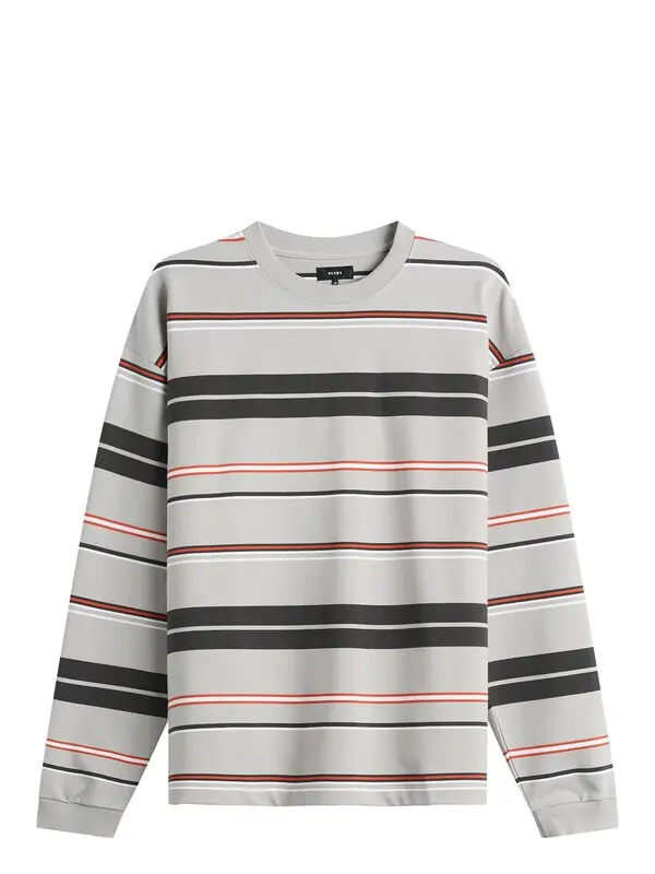 BEAMS Multi Stripe Long Sleeve T-shirt - Light Grey