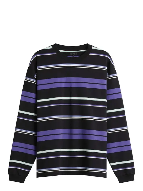BEAMS Multi Stripe Long Sleeve T-shirt - Black