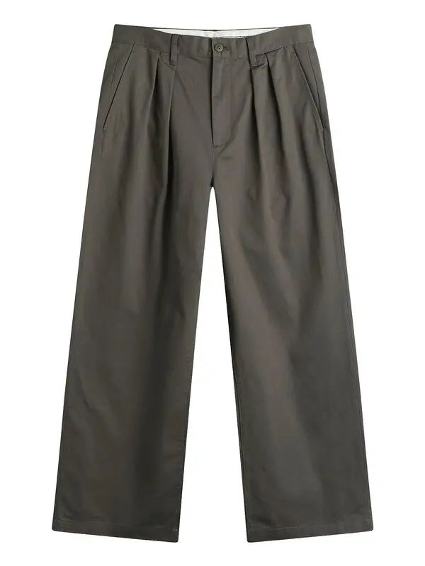 BEAMS New Wide Pleated Chino - Charcoal