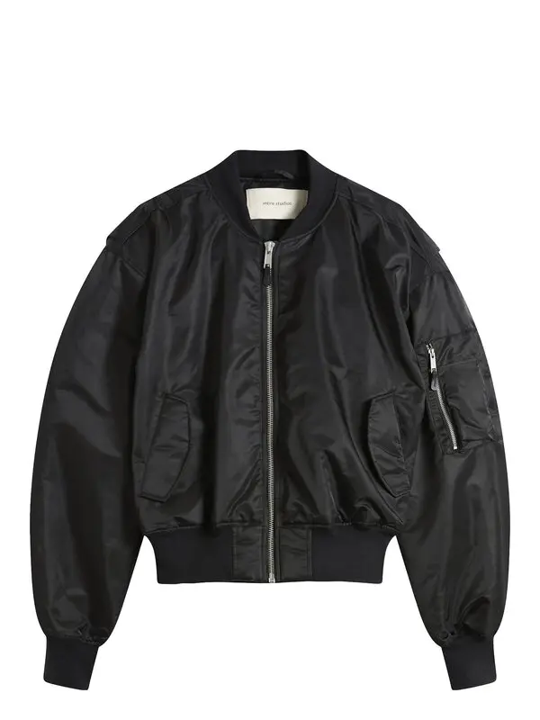 ENTIRE STUDIOS Cropped Broad Bomber Jacket - Oil