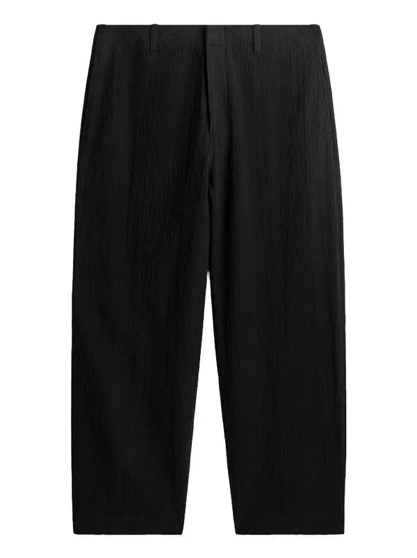 Cos Seersucker Relaxed-fit Straight-leg Trousers - Black