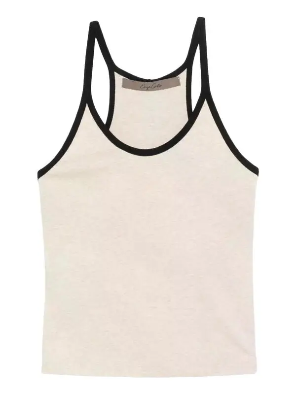 Enza Costa Scoop-neck Top - Neutrals