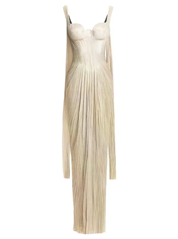 MARIA LUCIA HOHAN Anais Pleated Maxi Dress - Neutrals