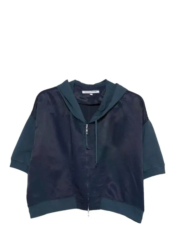 European Culture Zip-up Hooded Jacket - Blue