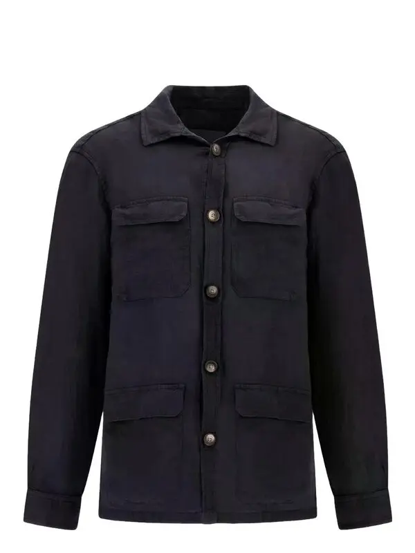 Herno Flap-pocket Linen Shirt Jacket - Blue
