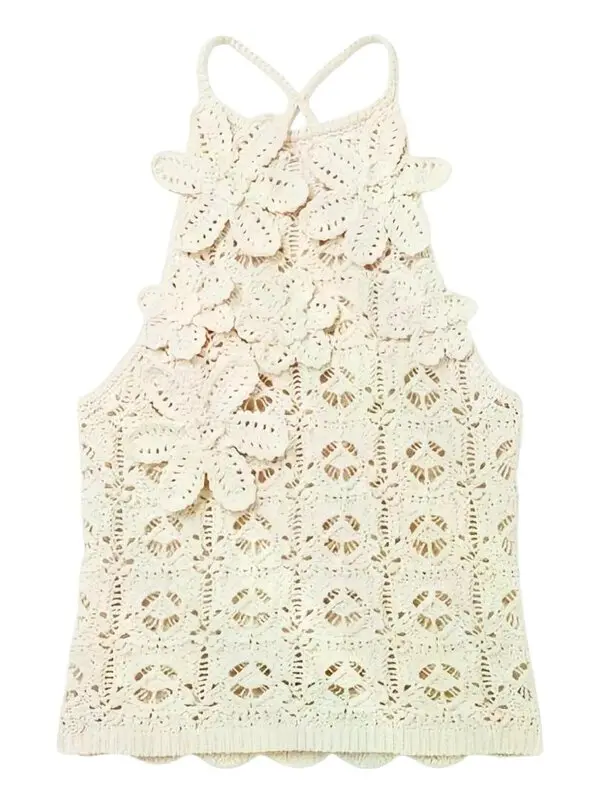 Pinko Crochet-effect Sleeveless Top - Neutrals