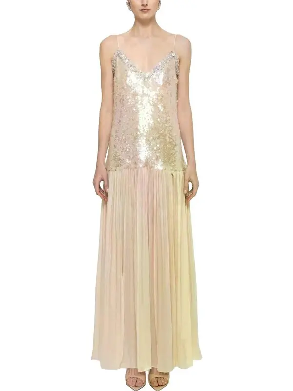 NISSA Backless Sequin Maxi Dress - Neutrals
