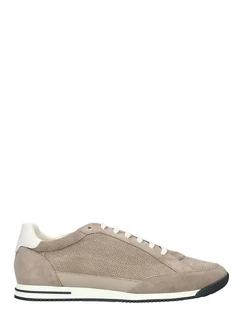 Brunello Cucinelli Mixed Suede And Mesh Trainers - Taupe