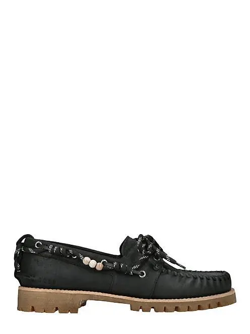 GOLDEN GOOSE Cruise Beaded Suede Loafers - Black