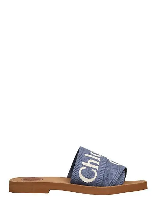 Chloé Woody Canvas Sandals - Mid Blue