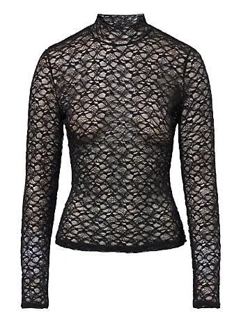REFORMATION Nell Knitted Stretch-lace Top - Black Lace