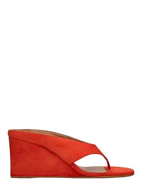 Alaïa Tong 75 Suede Wedge Sandals - Orange