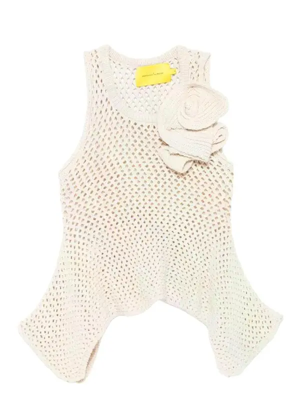MARQUES' ALMEIDA Flower Asymmetric Knit Top - Neutrals