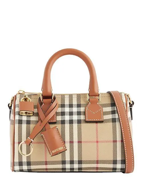 Burberry Mini Check Bowling Cross-body Bag - Briar Brown