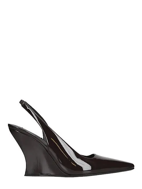 Alaïa Patent Leather Wedge Slingbacks - Wine