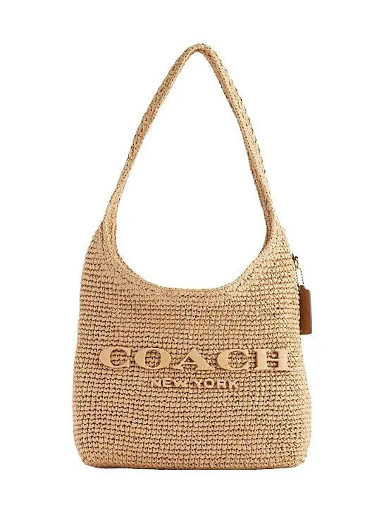 COACH Brooklyn 28 Straw Shoulder Bag - Natural