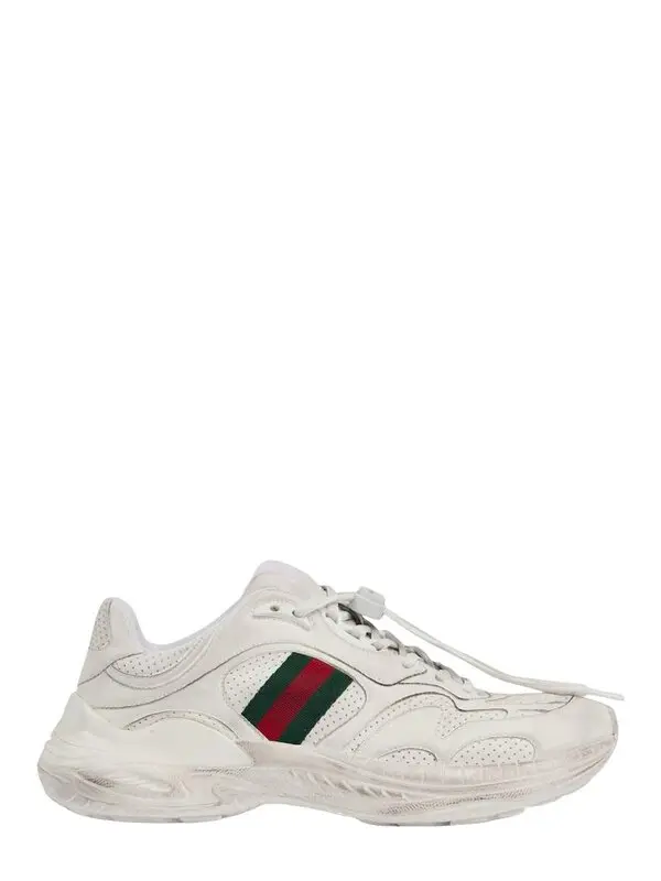 Gucci 2.0 Washed-effect Leather Sneakers - White