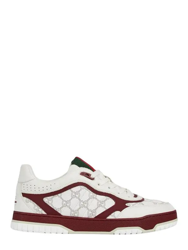 Gucci Reweb Gg Pebbled Leather Sneakers - White/rosso Ancora