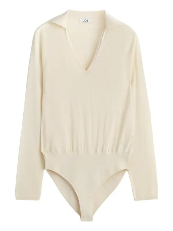 Cos Sheer Knitted Silk-cashmere Bodysuit - White