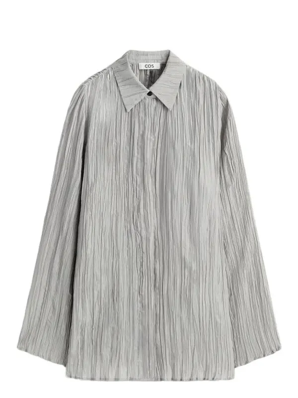 Cos Rounded Textured-silk Shirt - Gray