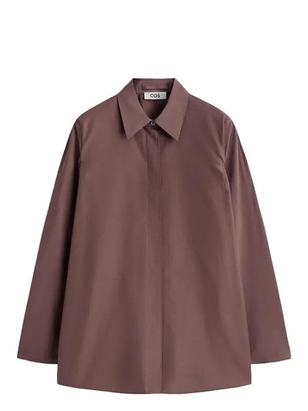 Cos Rounded Cotton-silk Shirt - Brown