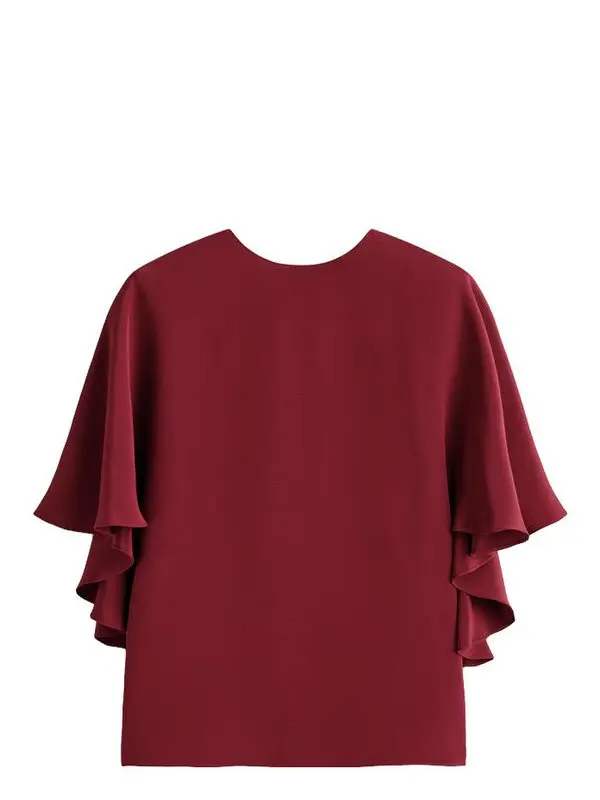 Cos Draped Silk Top - Red