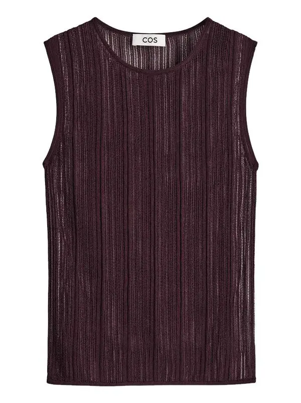 Cos Sheer Lace-knit Tank Top - Brown