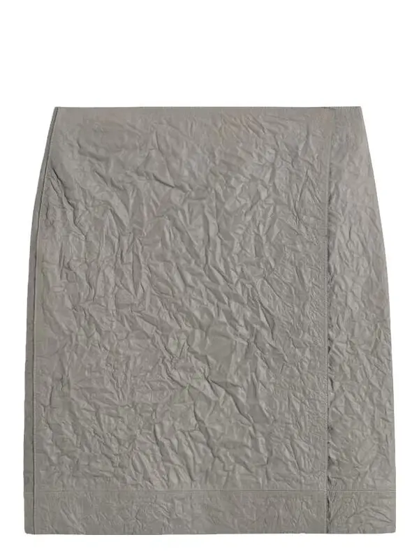 Cos Textured Leather Wrap Skirt - Gray